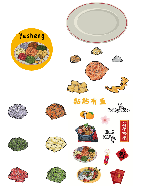 Hot Pot | Yu Sheng | Steamed Fish Stickerpack – Pointy Rice